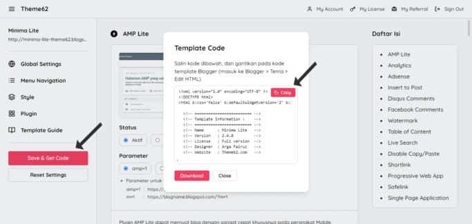 Install And Update Template Theme62